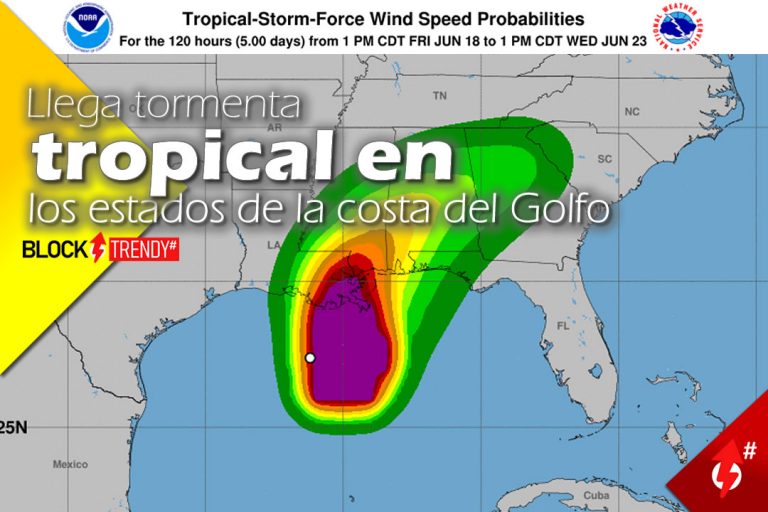 Llega tormenta tropical en los estados de la costa del Golfo