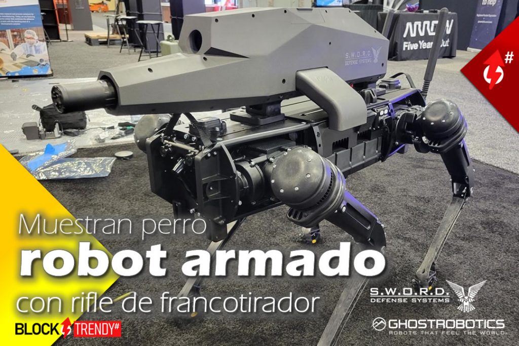 Muestran perro robot armado con rifle de francotirador